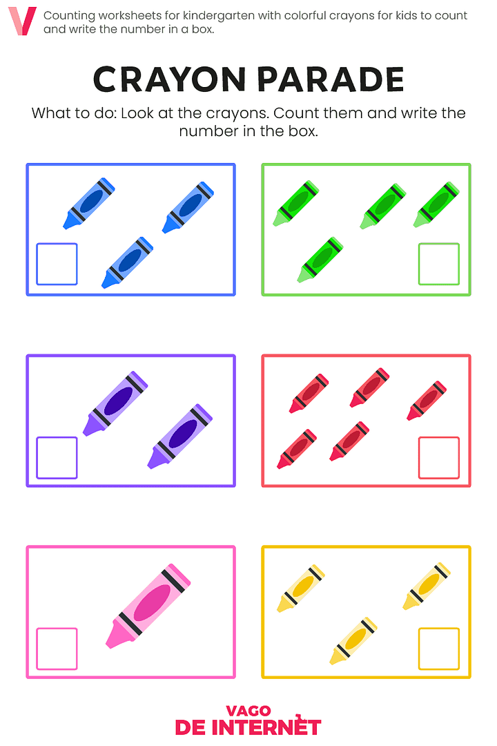 Crayon Parade | 🖍️ Count and color with fun crayons